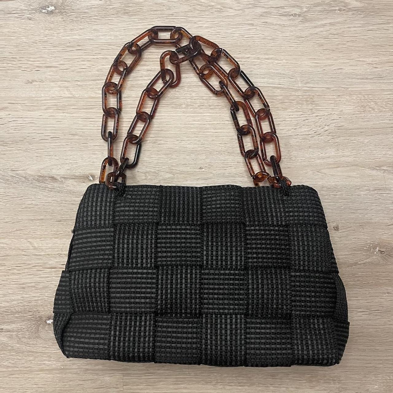 Vintage Arleen C Black Basket Weave Handbag with... - Depop