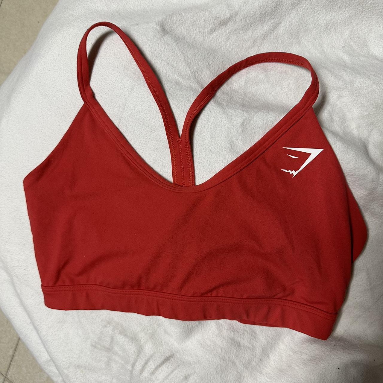Gymshark Red V Neck Sports Bra - Size Small It has... - Depop