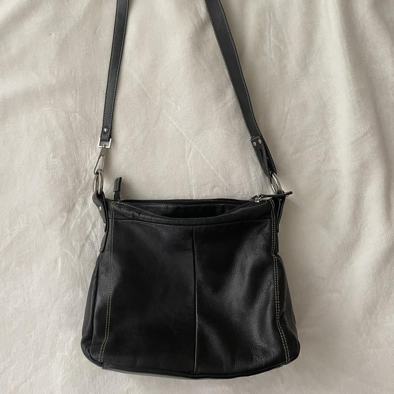 Black Leather Hillard&Hanson Purse with silver... - Depop