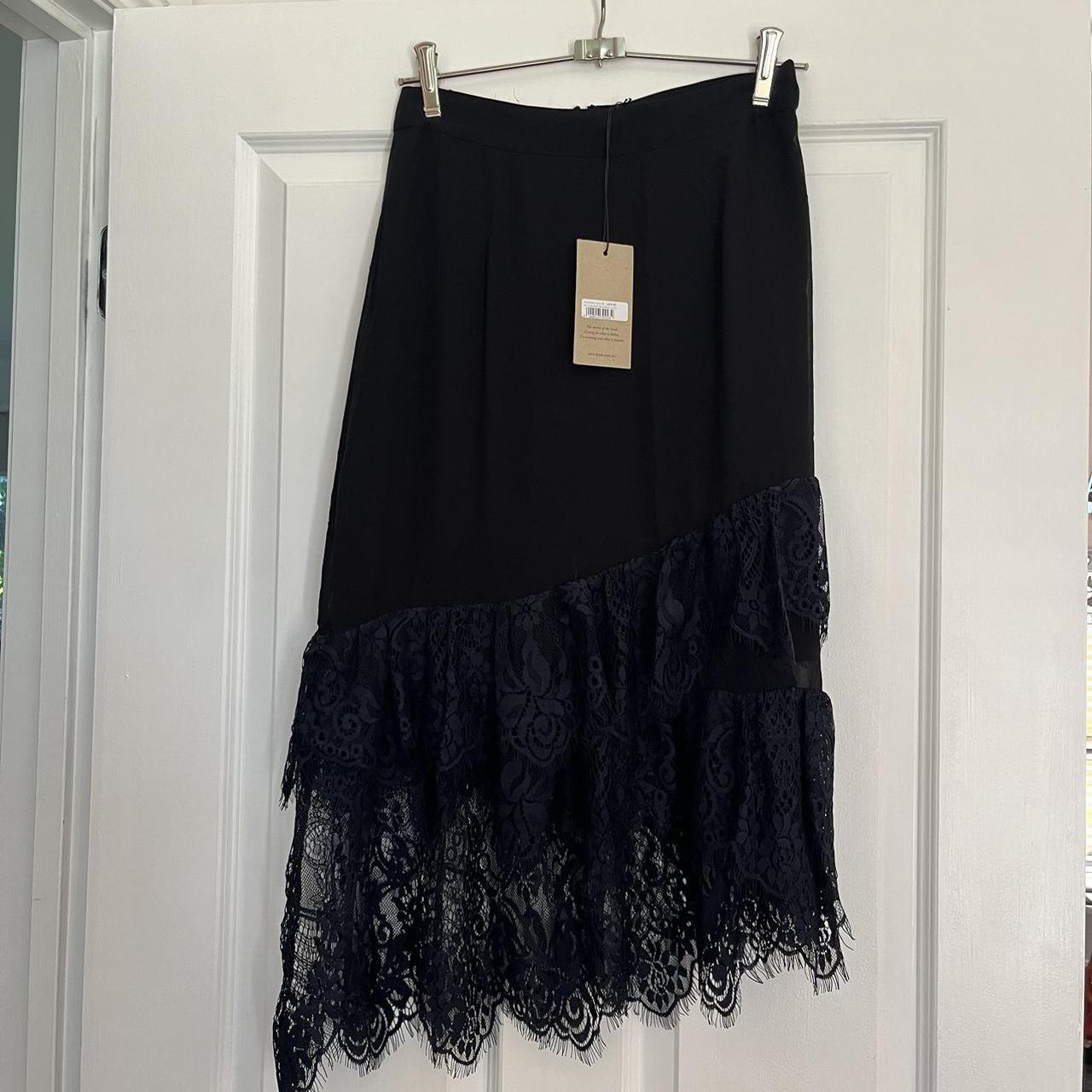 Husk Skirt size AUS 8 BNWT RRP $429.00 Black with... - Depop