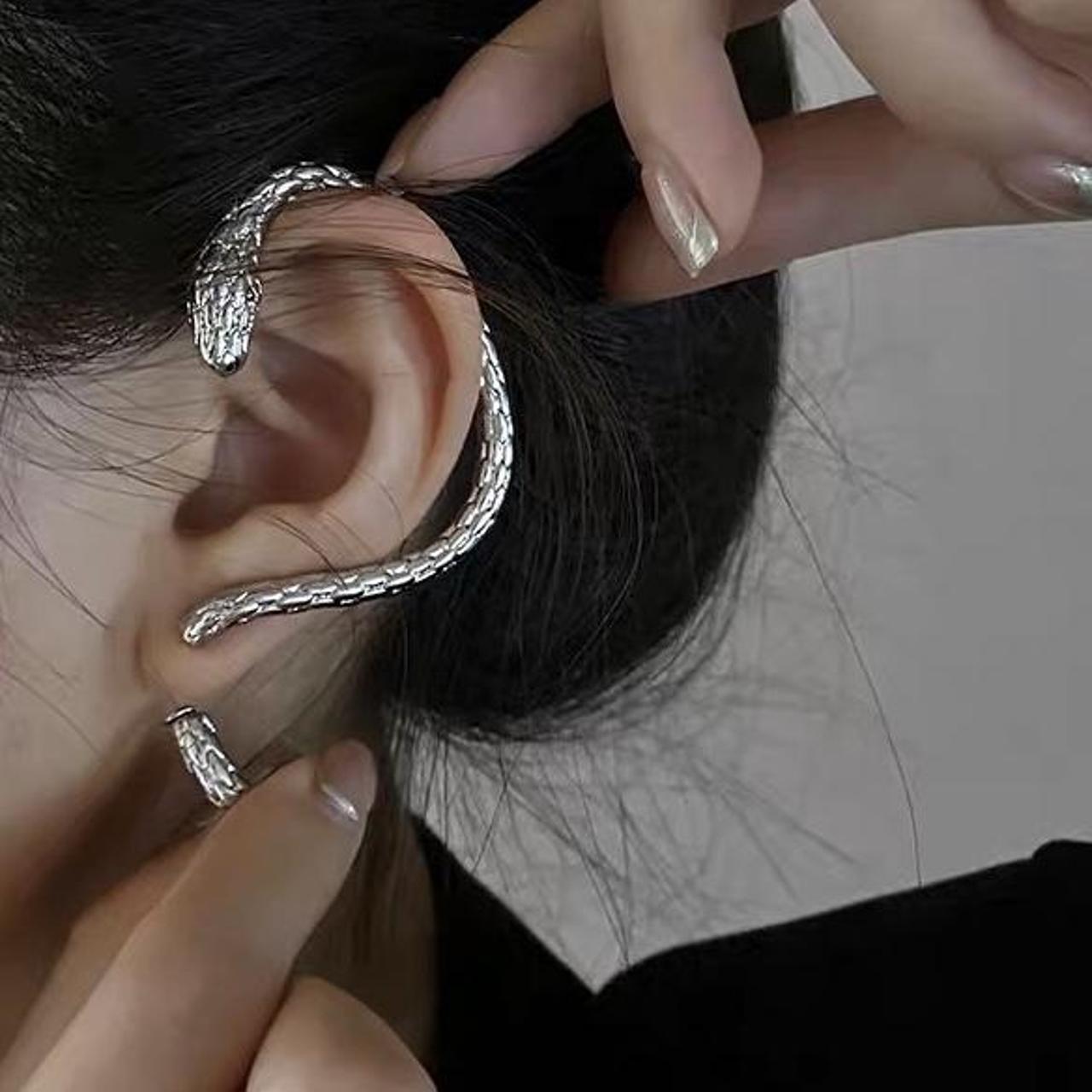 snake design ear cuff, silver brand new with... - Depop