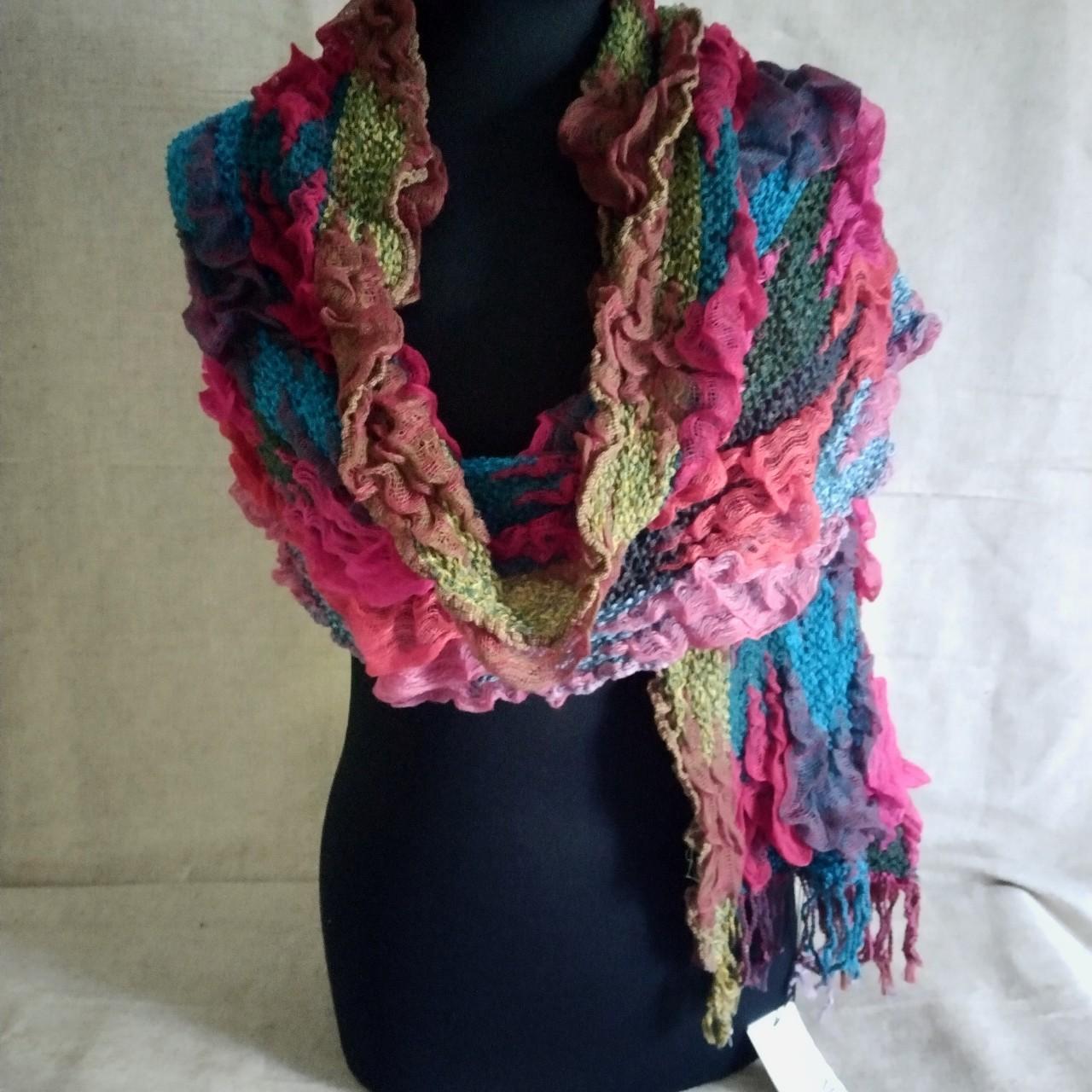 Beautiful rainbow coloured scarf. Warm, textured and... - Depop