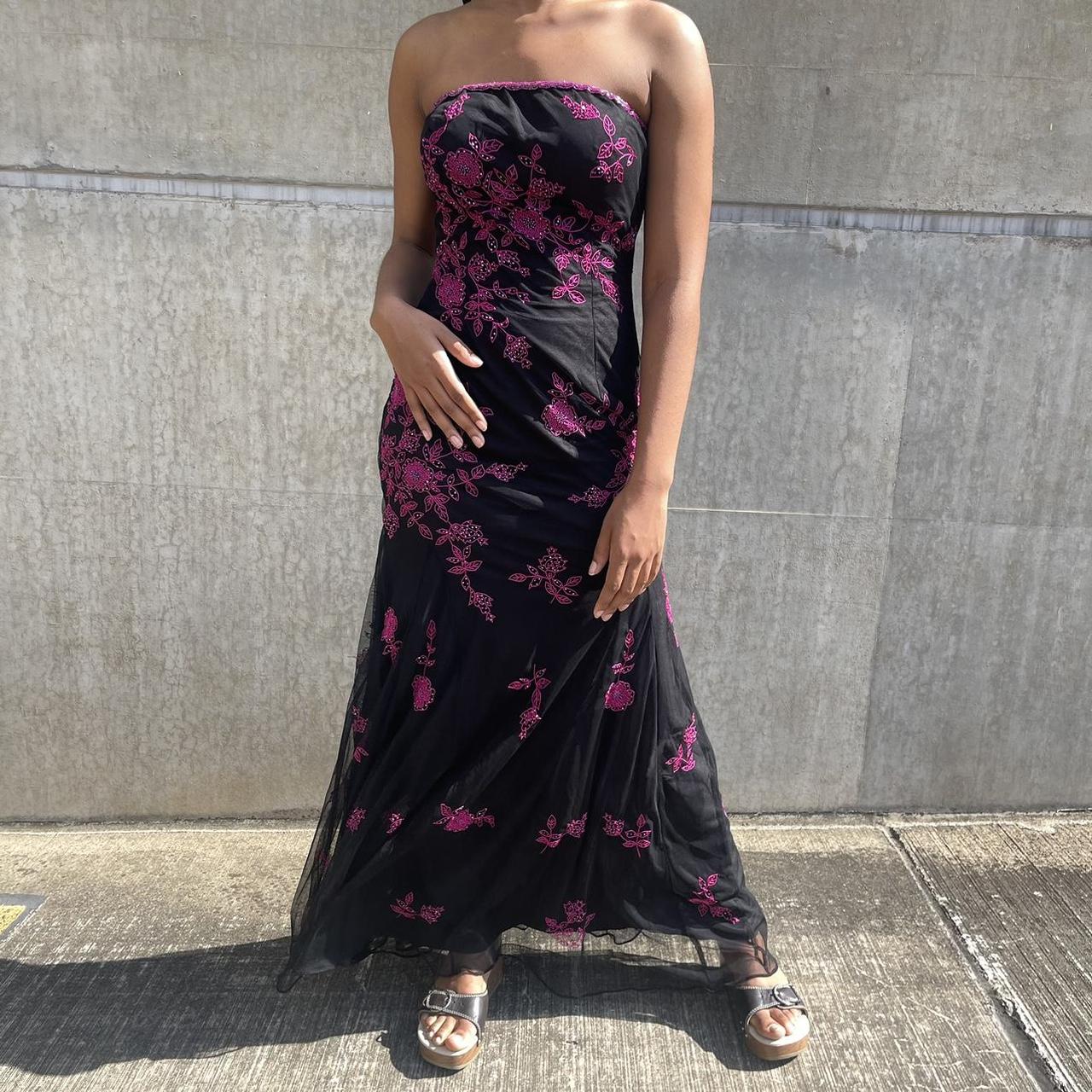 Caché evening gown Black strapless with hot... - Depop