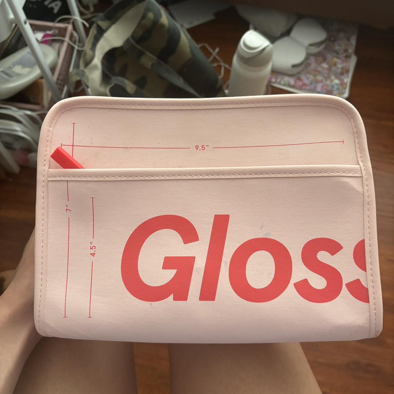 Glossier makeup bag Good condition. Small stain on... - Depop