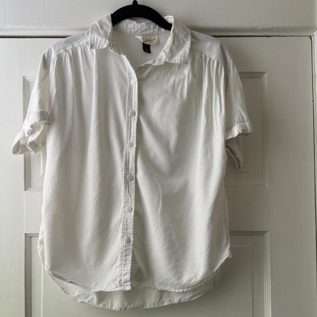 Universal thread shirt Short sleeve pleated button... - Depop