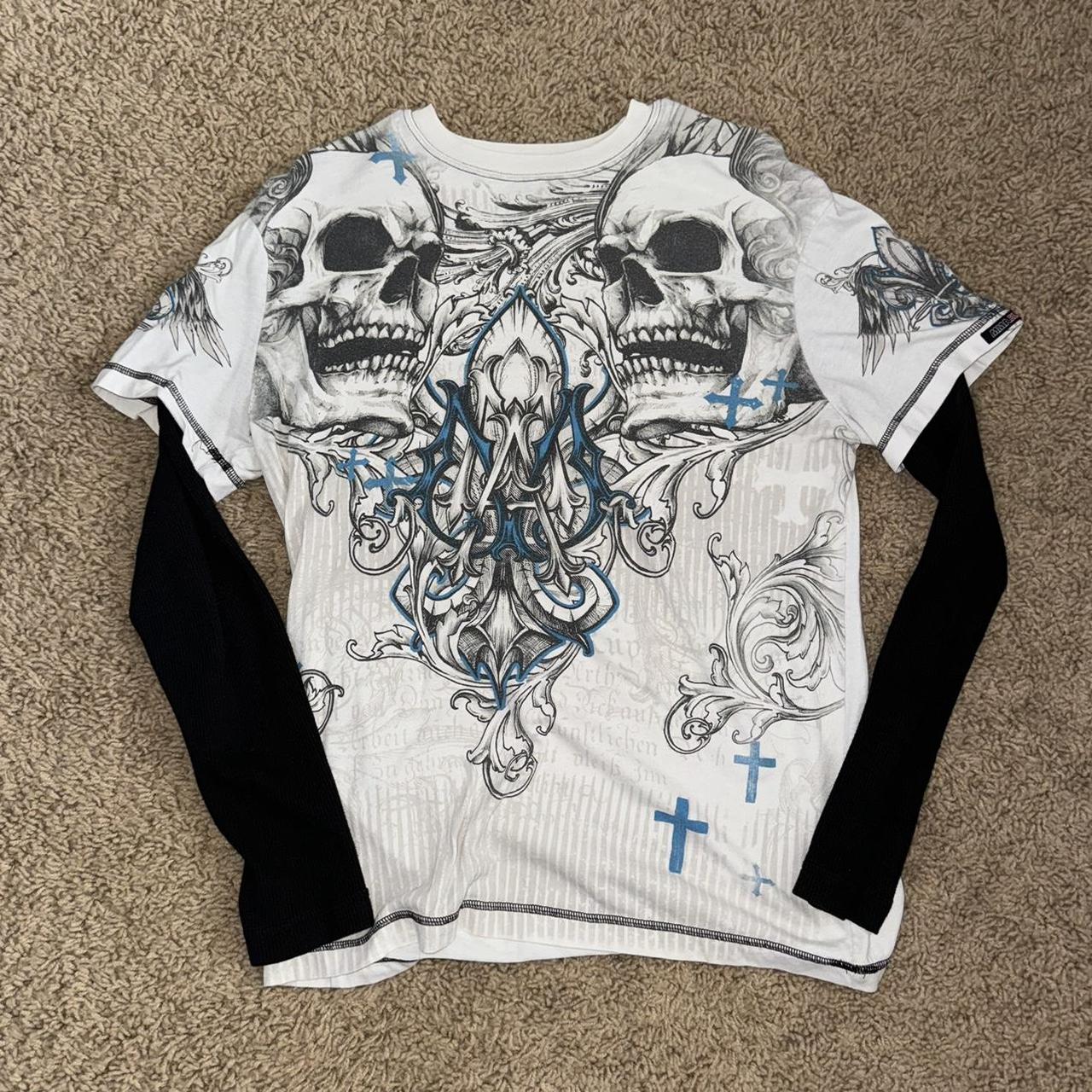 SUPER SICK WHITE MMA ELITE LAYERED THERMAL SLEEVE SHIRT - Depop