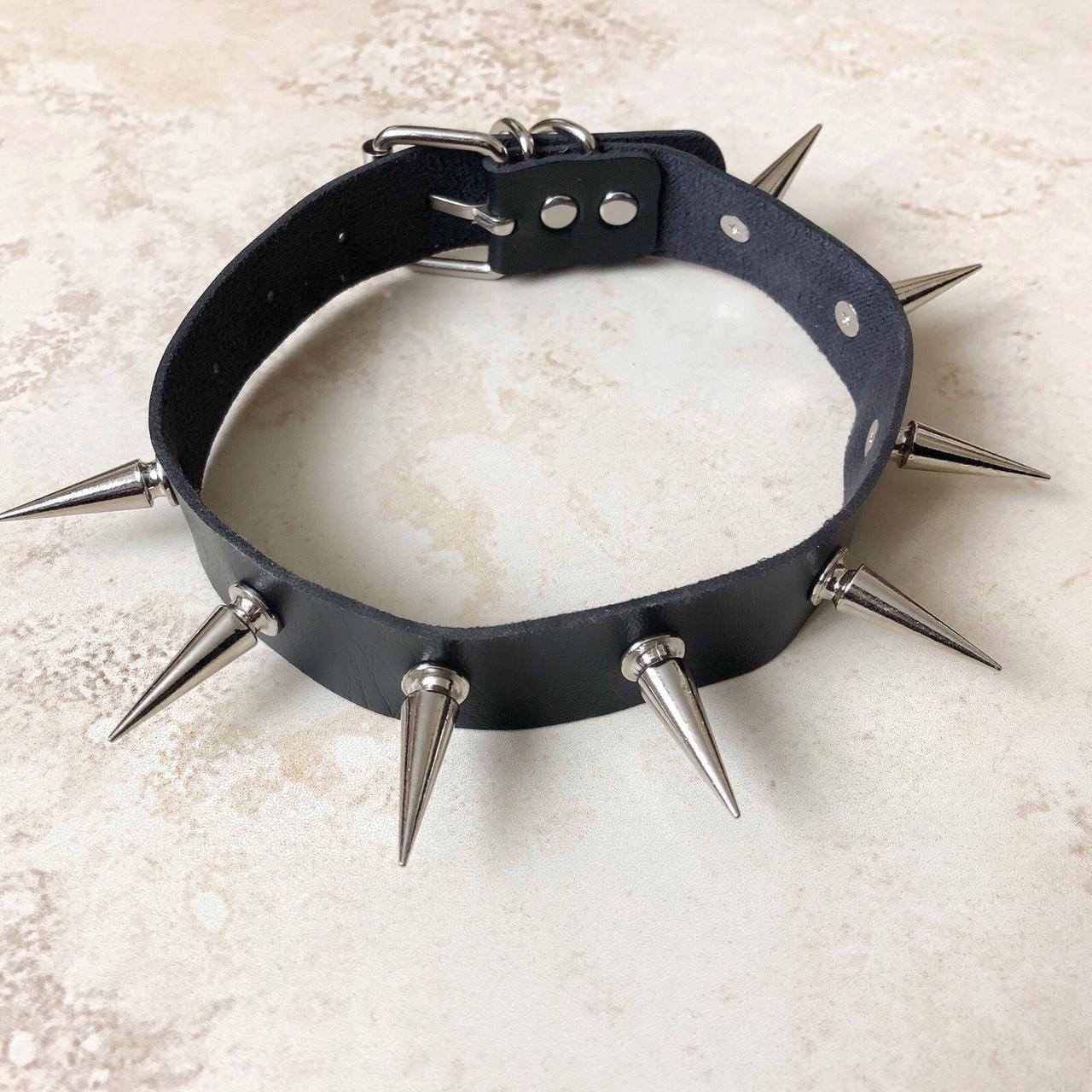 SUPER TRENDY STYLISH THICK EMO SILVER SPIKE SPIKED... - Depop