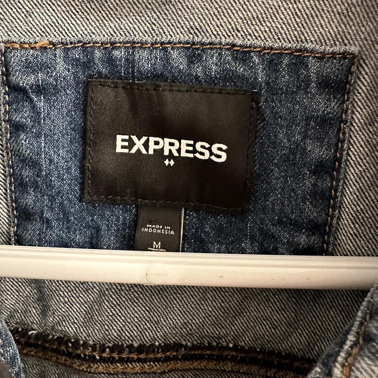 Express Denim Jacket Light Wash with slight... - Depop
