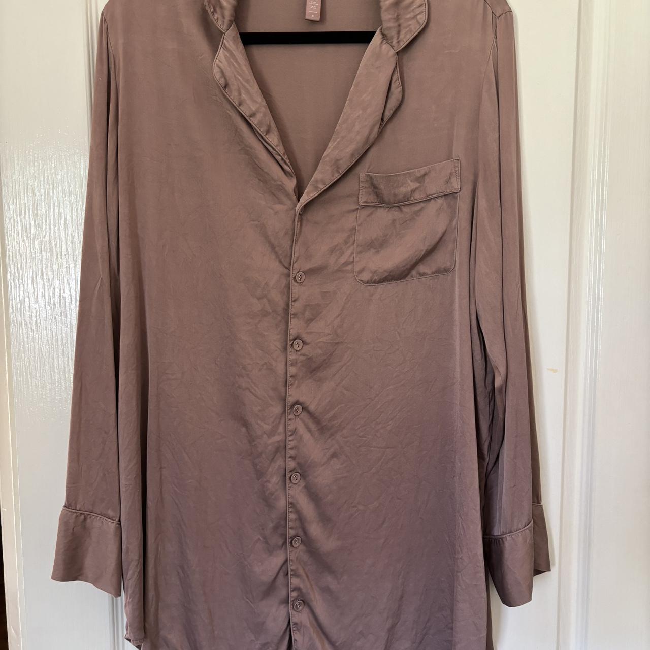 Skims pink silk pyjama sleep dress size M - Depop