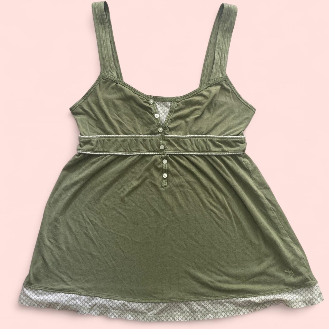 Green y2k Abercrombie & Fitch henley babydoll tank... | Depop