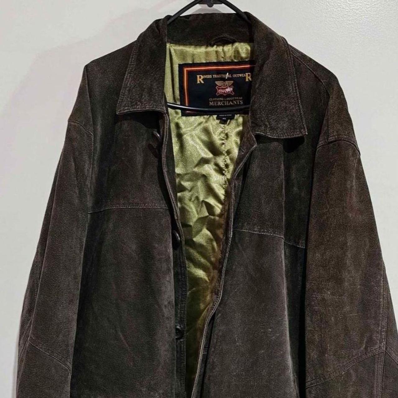 Size XL Rivers jacket Green silky material Brown... - Depop
