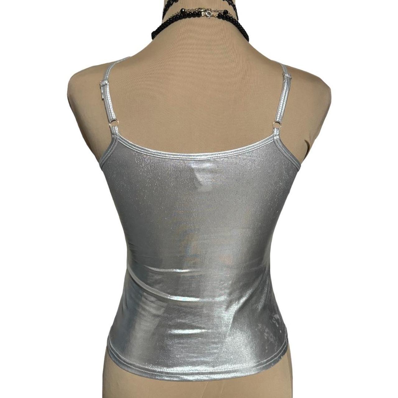 Goth silver cami top Unique silver cami top with... | Depop