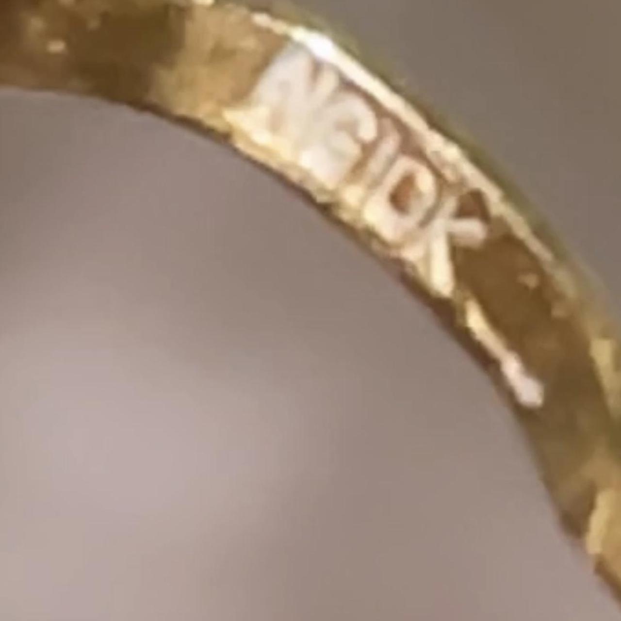 solid 10k gold ring with engravings, pigeons blood ruby - Depop