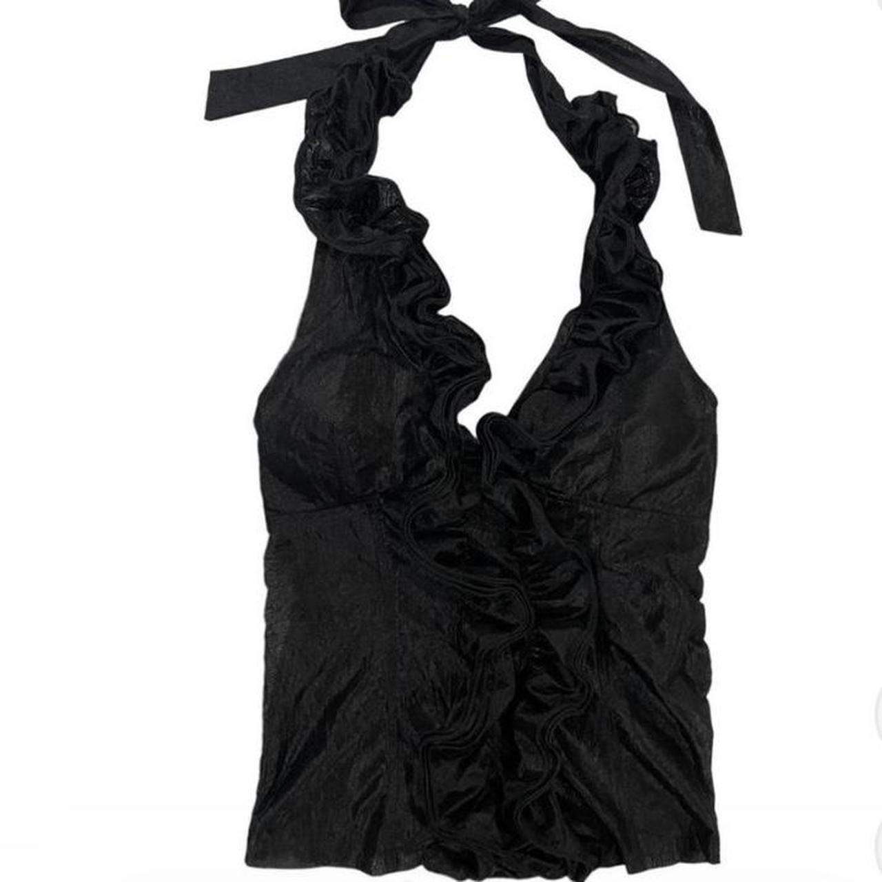 black ruffled halter top💋 ; halter top ; super... - Depop