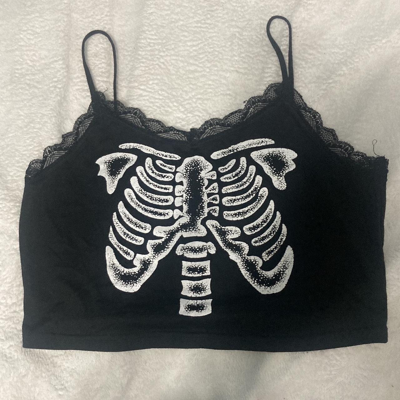 black skeleton crop top - Depop