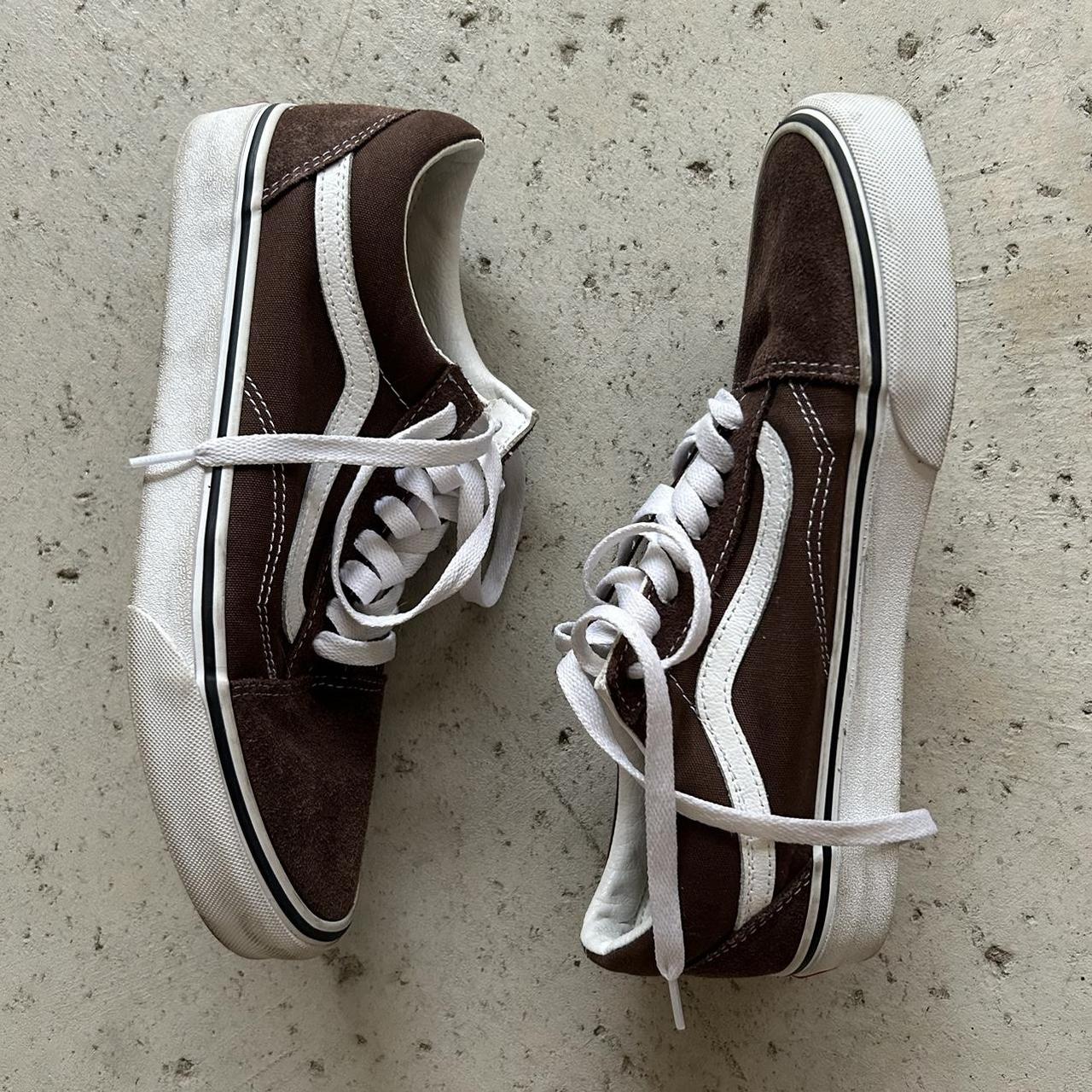 Brown Old Skool Vans Size 10 Womens / 8 Mens Lightly... - Depop