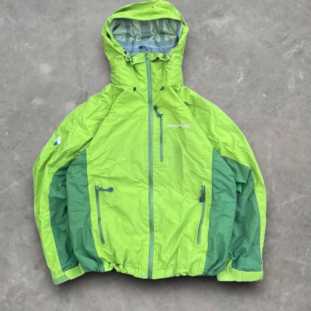 Green two toned technical Montbell jacket... - Depop