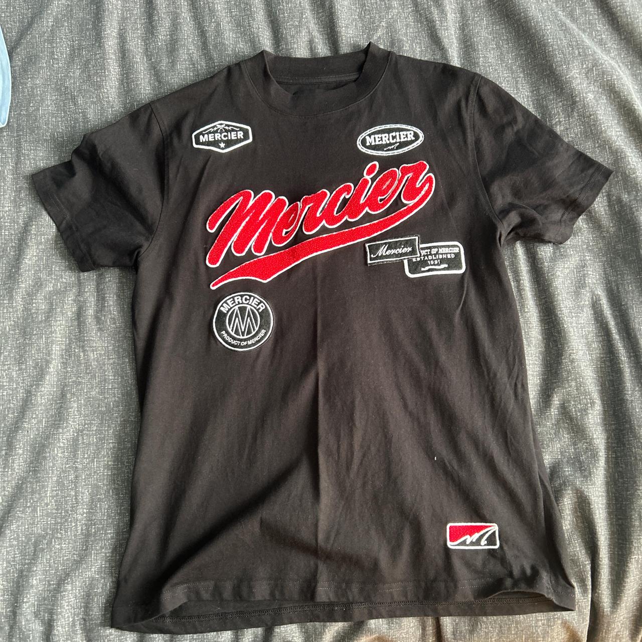 Mercier black and red t-shirt with towel material... - Depop