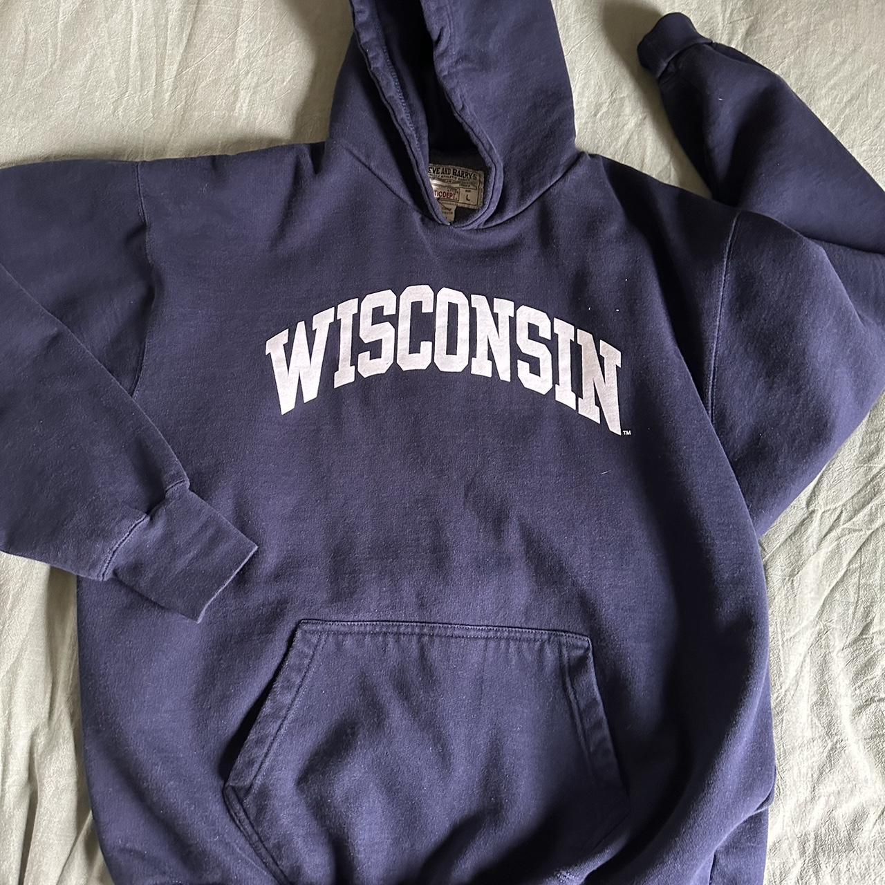 Wisconsin Hoodie -thick & comfy -vintage -fits a... - Depop