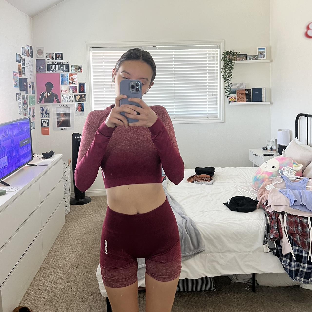 Gymshark Women's Burgundy Top | Depop