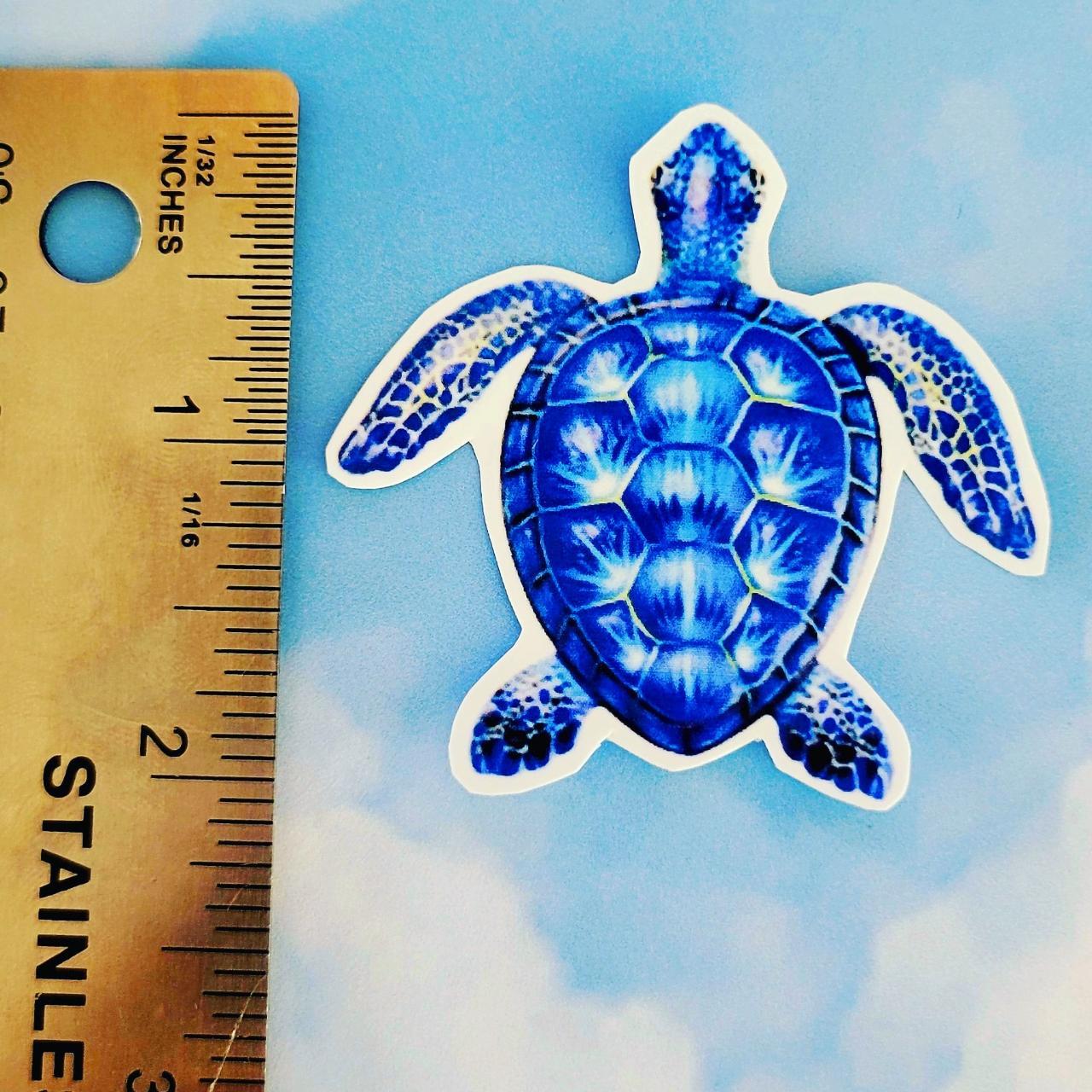 Item: Blue Sea Turtle Sticker Sticker Paper: Glossy... - Depop