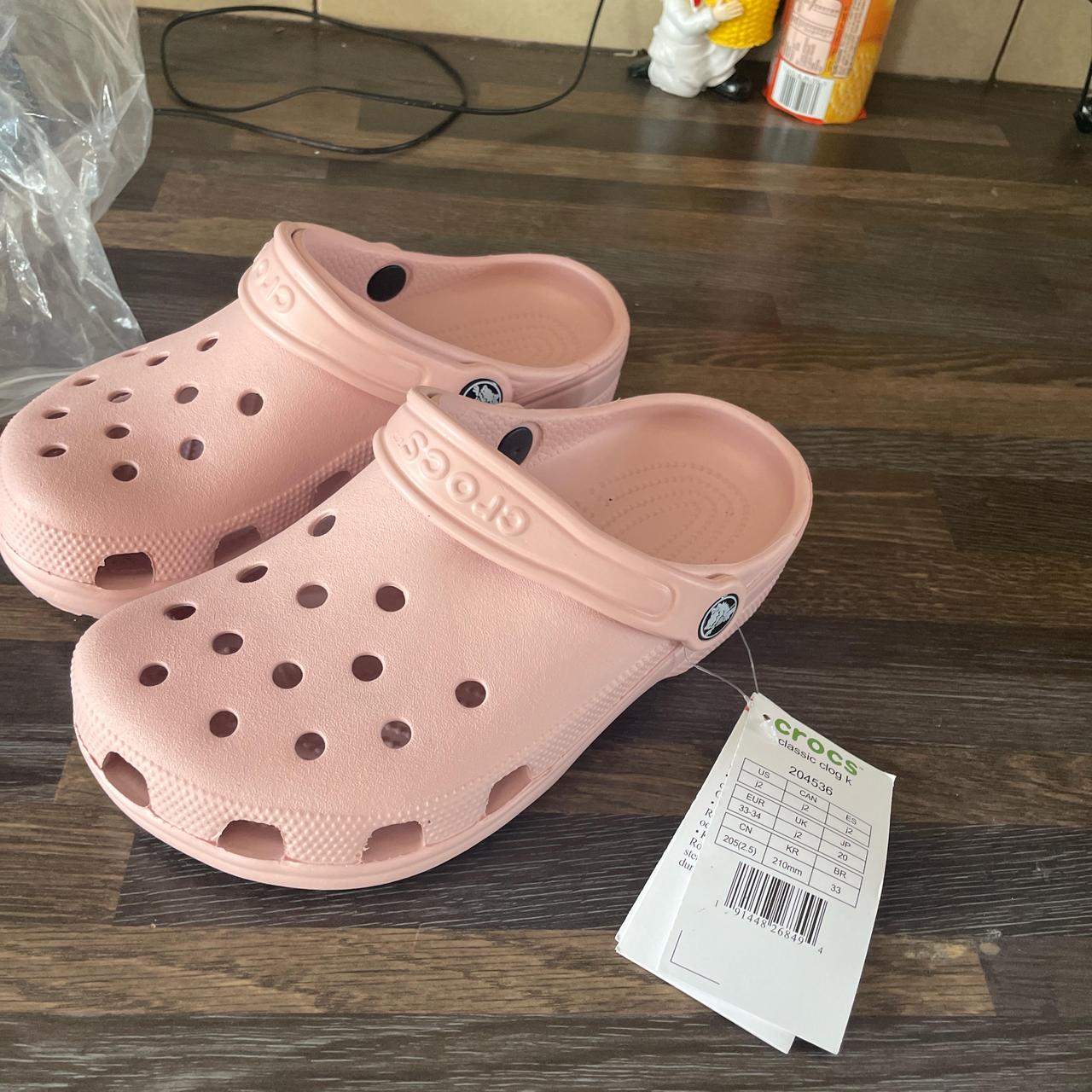 Lovely pink colour crocs size uk 2 brand new perfect... - Depop