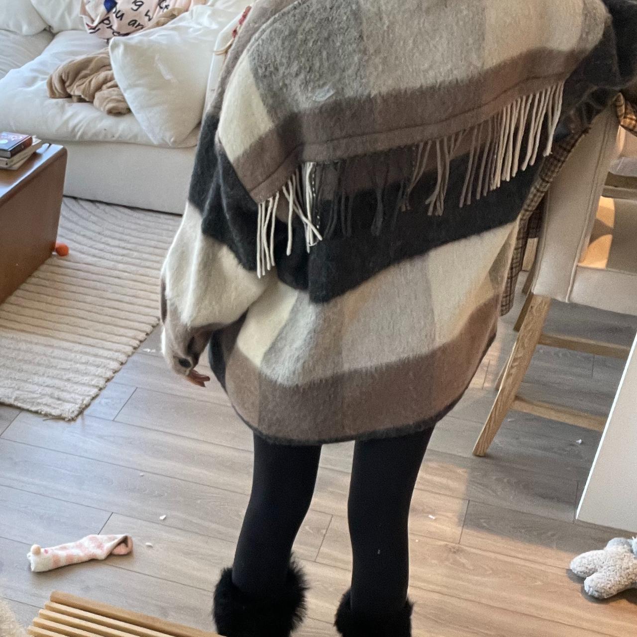 Oversized Plaid Flannel Back Fringes Small Depop