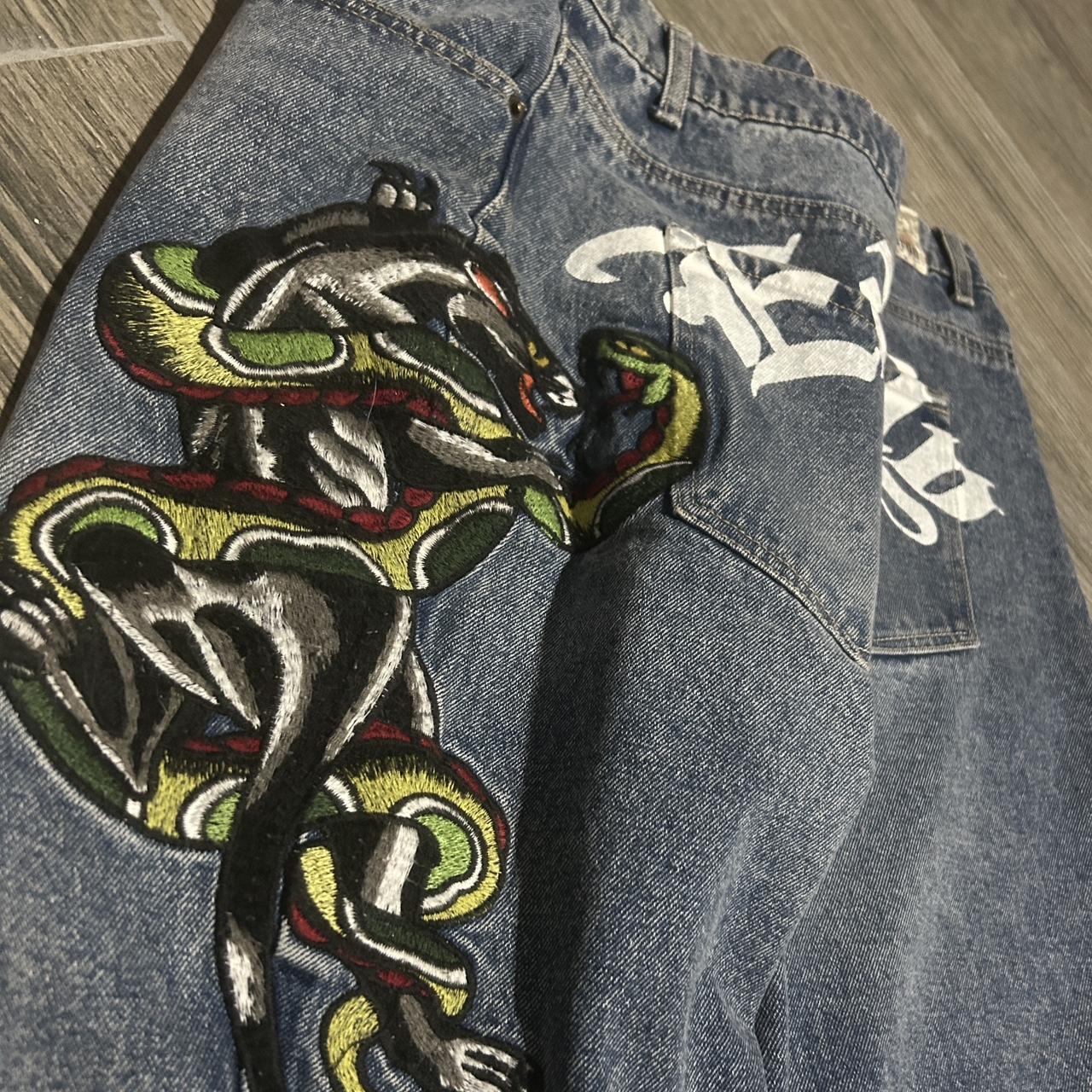 Super sick embroidered Ed hardy jorts brand new... | Depop