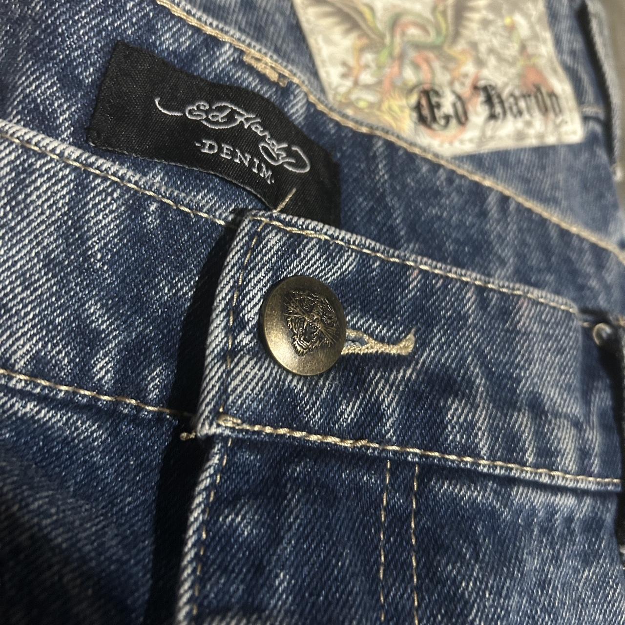 Super sick embroidered Ed hardy jorts brand new... | Depop