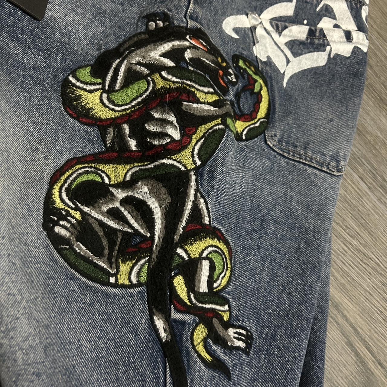 Super sick embroidered Ed hardy jorts brand new... | Depop