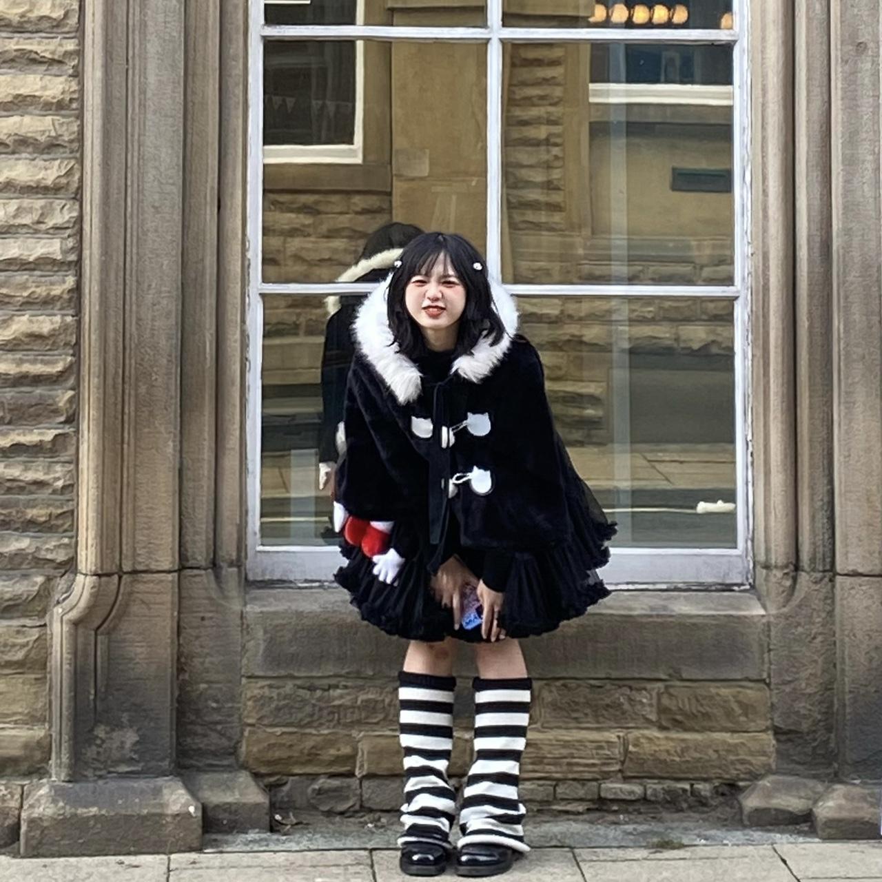 Insane cute Rare Japanese kidcore gyaru fluffy black... - Depop