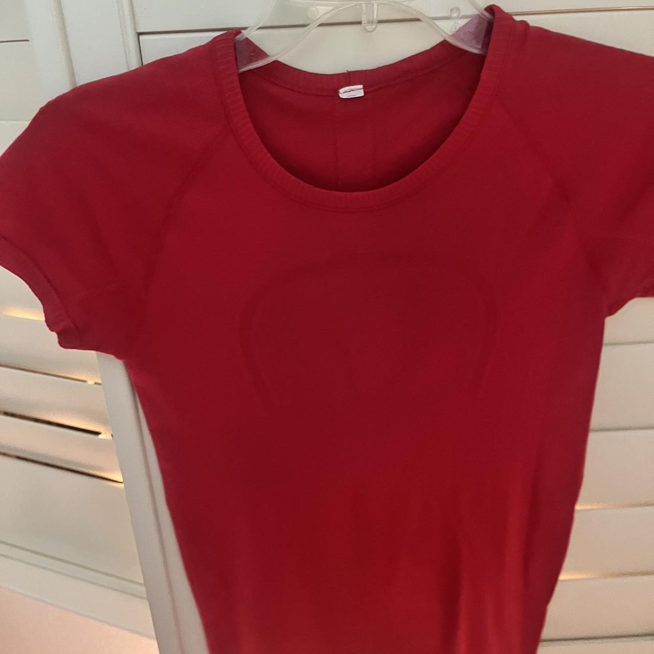Red Swiftly Tech Short-Sleeve Shirt 2.0 Hip Length - Depop