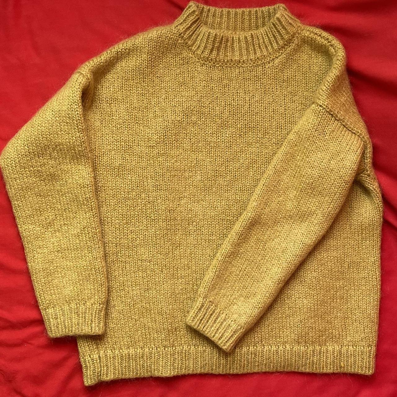 oversized yellow mohair sweater handknit by BYYA... - Depop