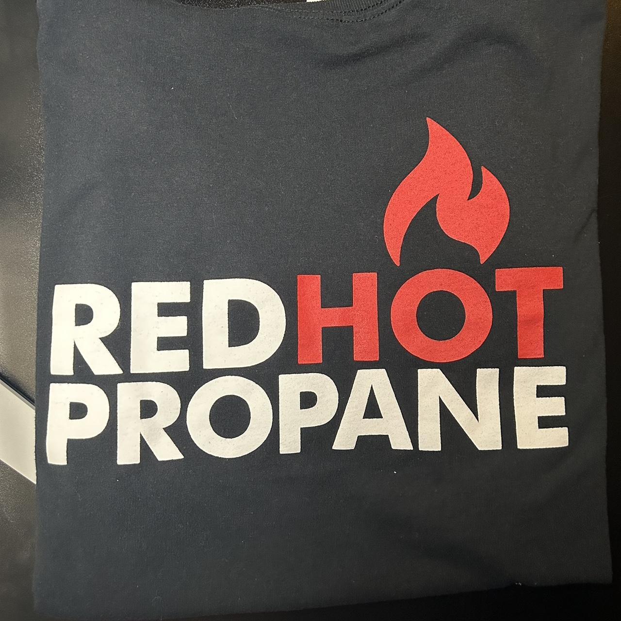 random shirt with FIRE print on back fits like an... - Depop