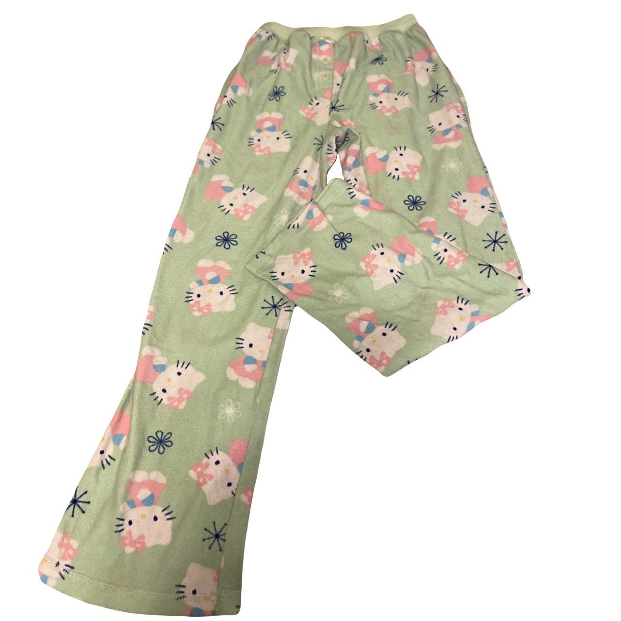 Hello Kitty Green Pajama Pants These are a size M... - Depop