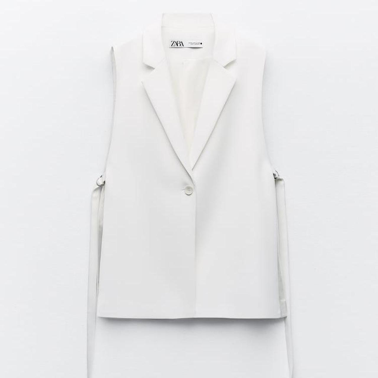 Zara white waistcoat/ vest Size: XS (oversized)... - Depop
