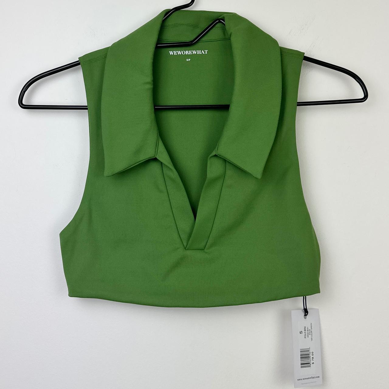 WeWoreWhat Polo Bra Cropped Top Court Green Small... - Depop