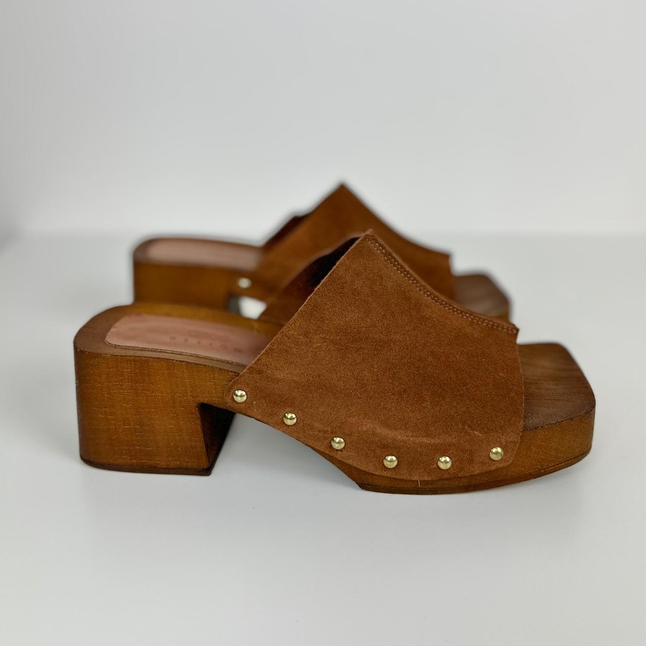 ASOS Premium Suede Leather Clog Sandals Tan Brown... - Depop