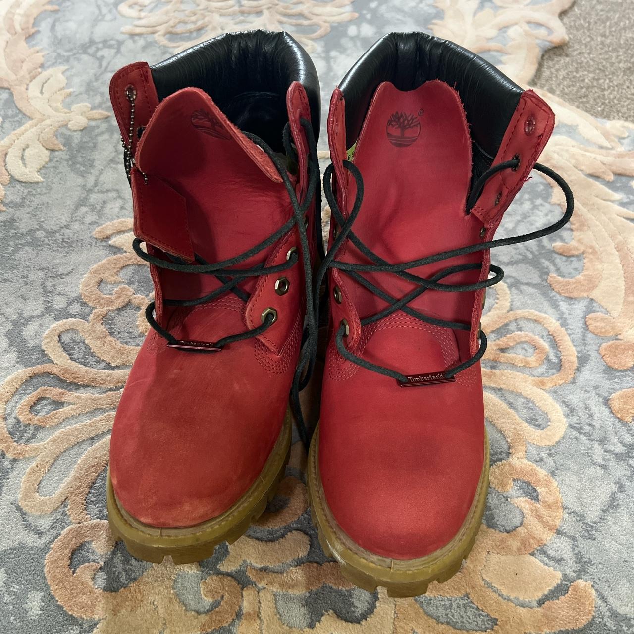 Unworn Red Timberland Size 9.5 - Depop