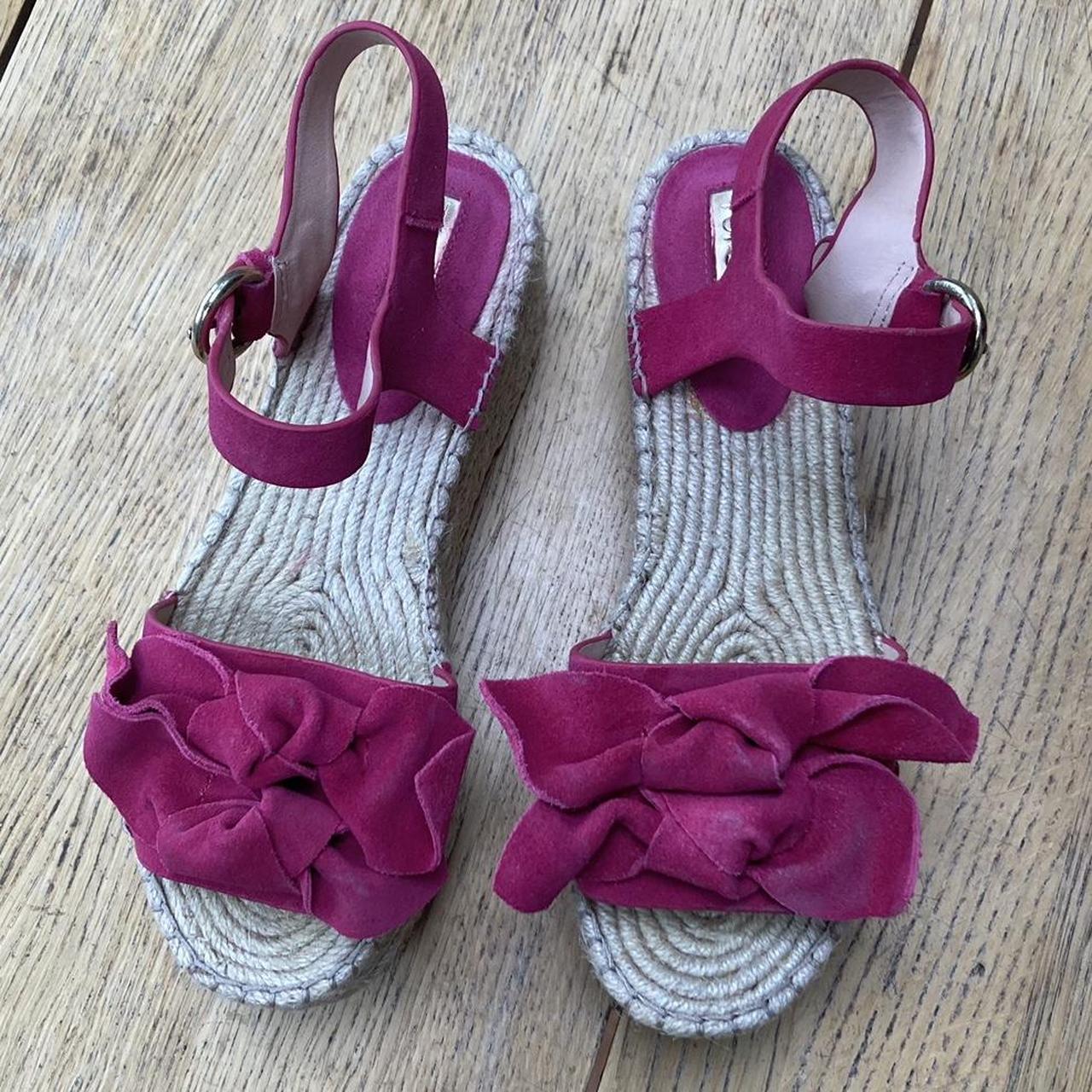 Hot Pink Sandals Size 6 Hot Pink Velvet Bow And Depop