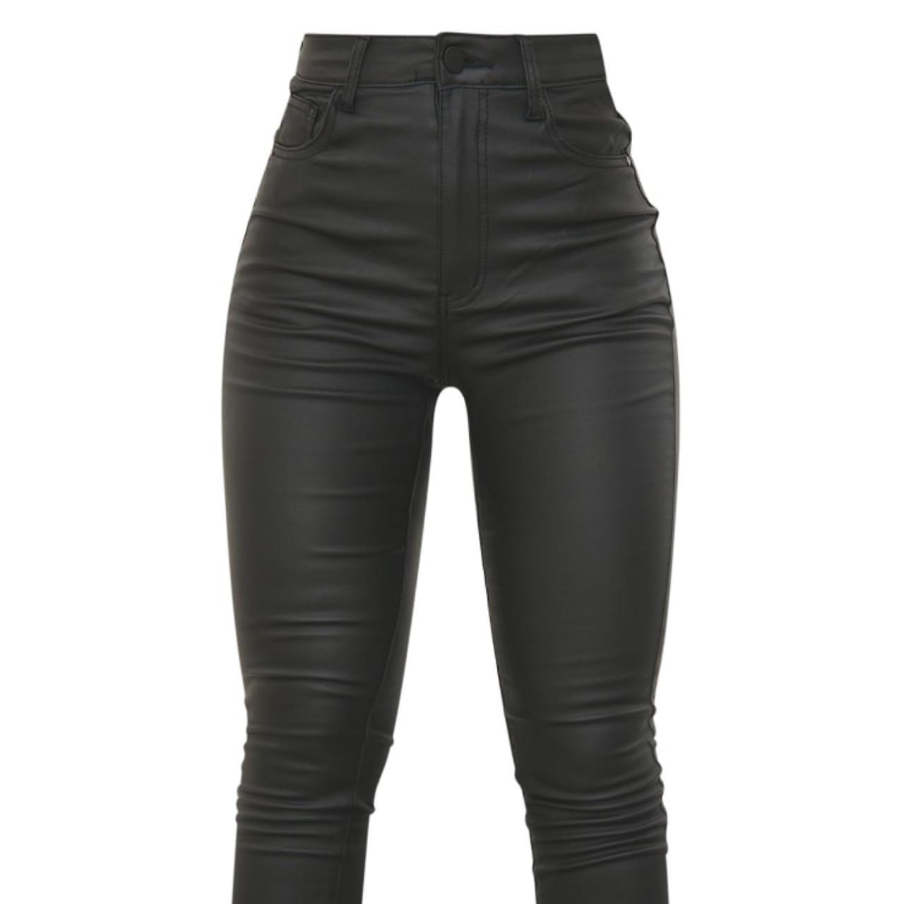 PLT split Hem leather pants Black Size US 6 Sold out... - Depop