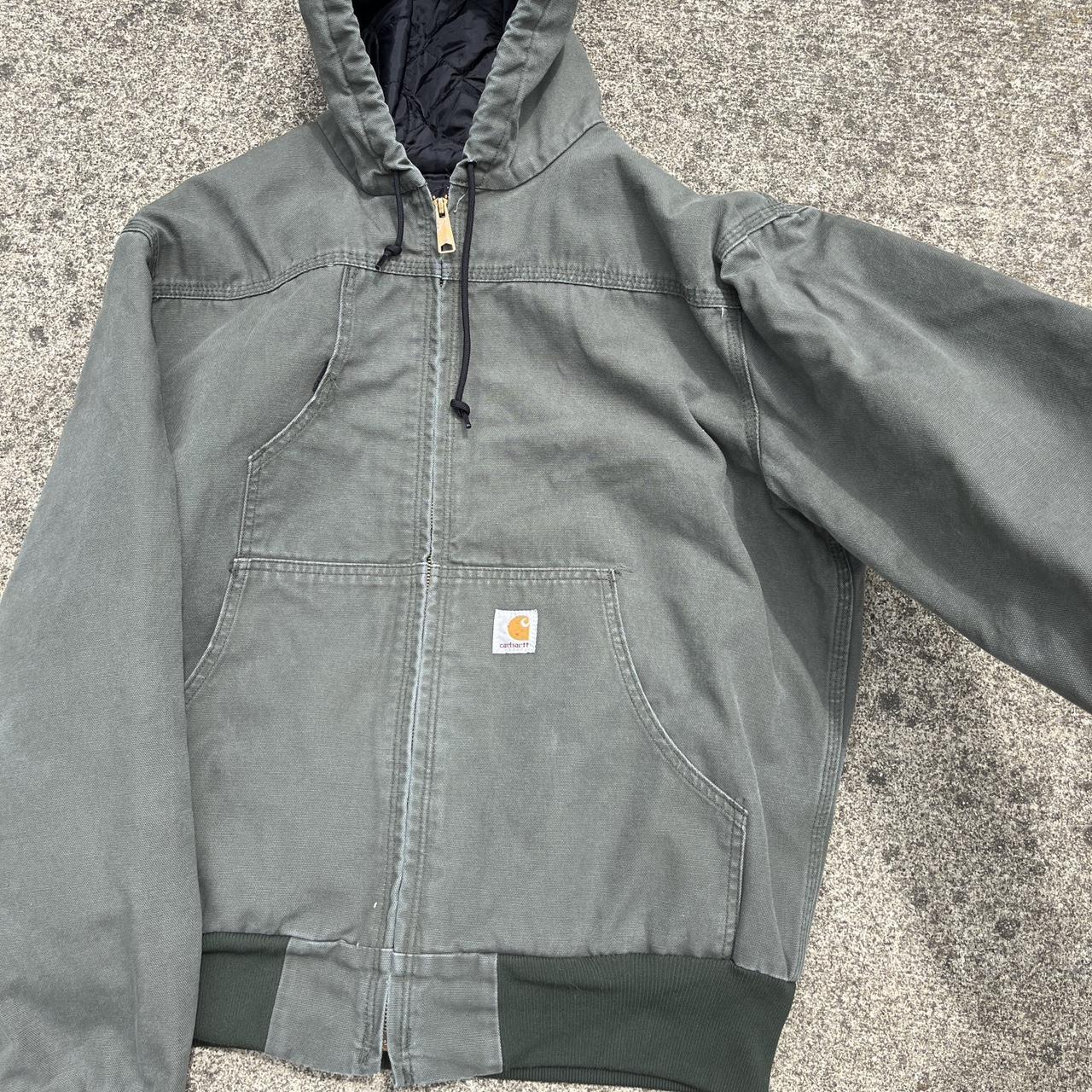 Carhartt Men's Green and Black Jacket | Depop