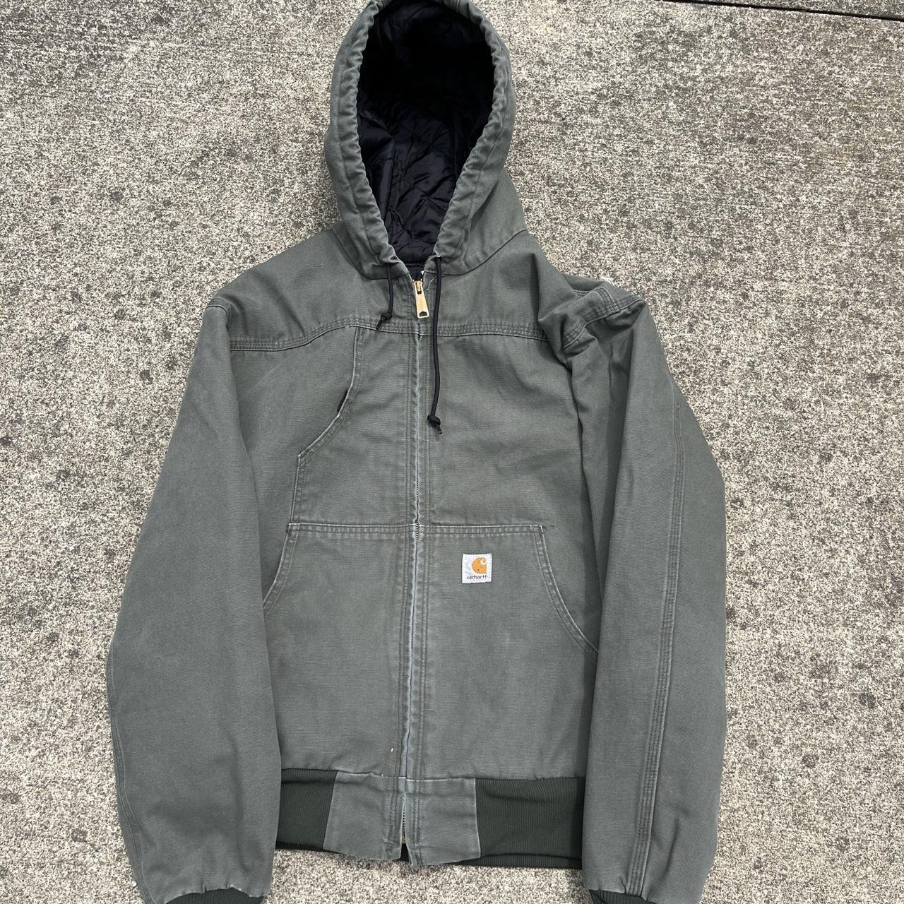 Carhartt Men's Green and Black Jacket | Depop