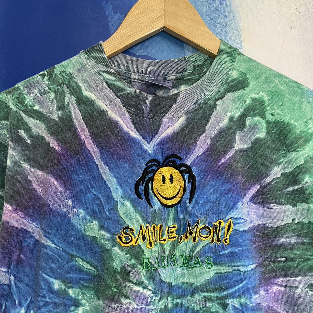 Y2K Bahamas Smile Mon Tie Dye T-Shirt Size Medium - Depop
