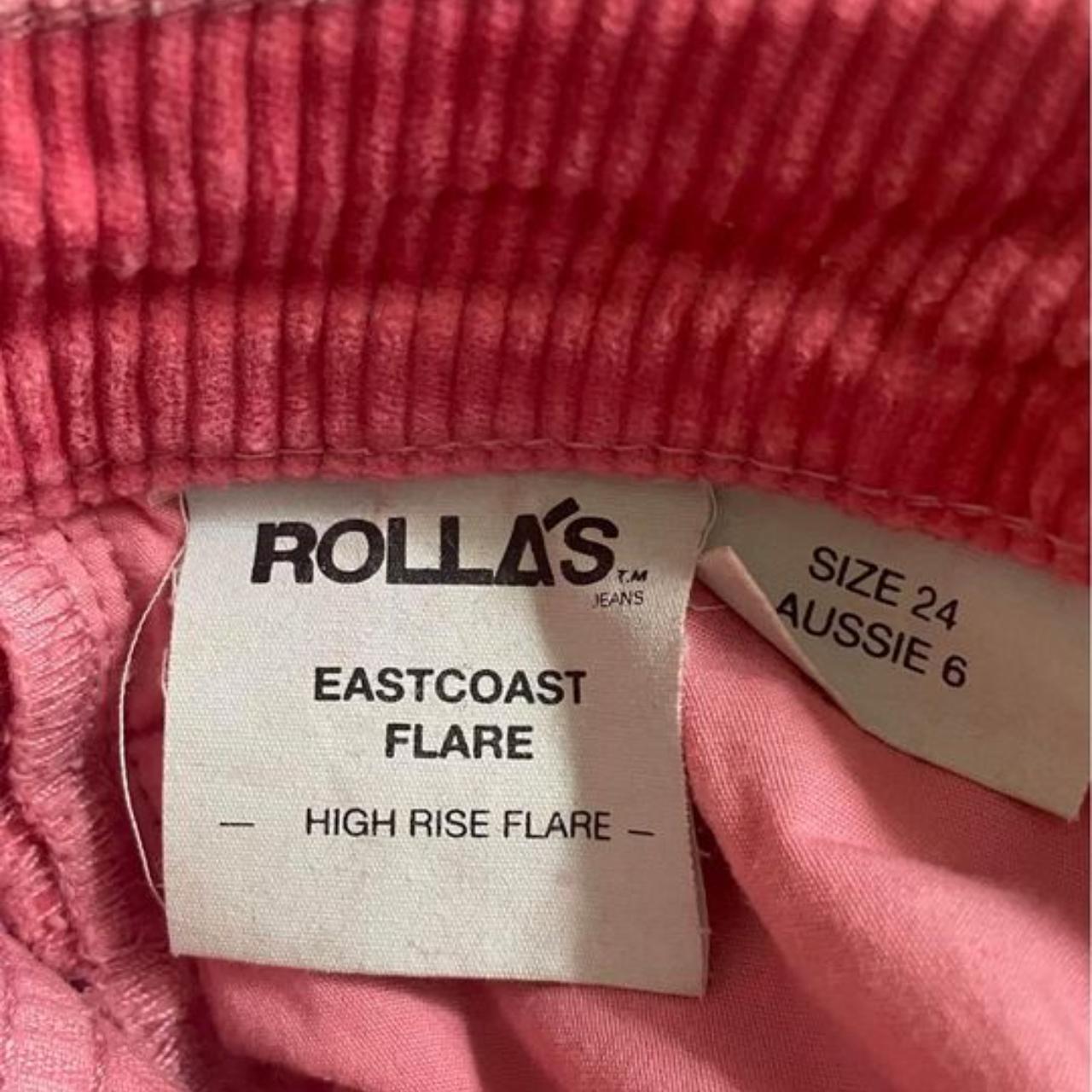 Rolla's Pink Cord Flare Jeans - Depop