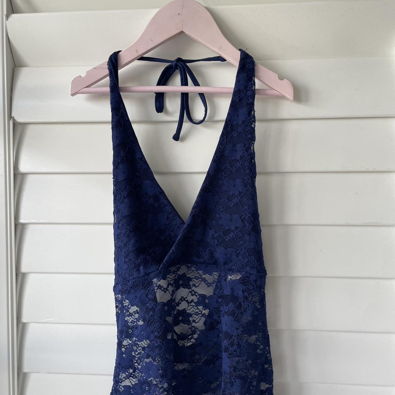 Navy blue lace Glassons halter neck top, never worn | Depop