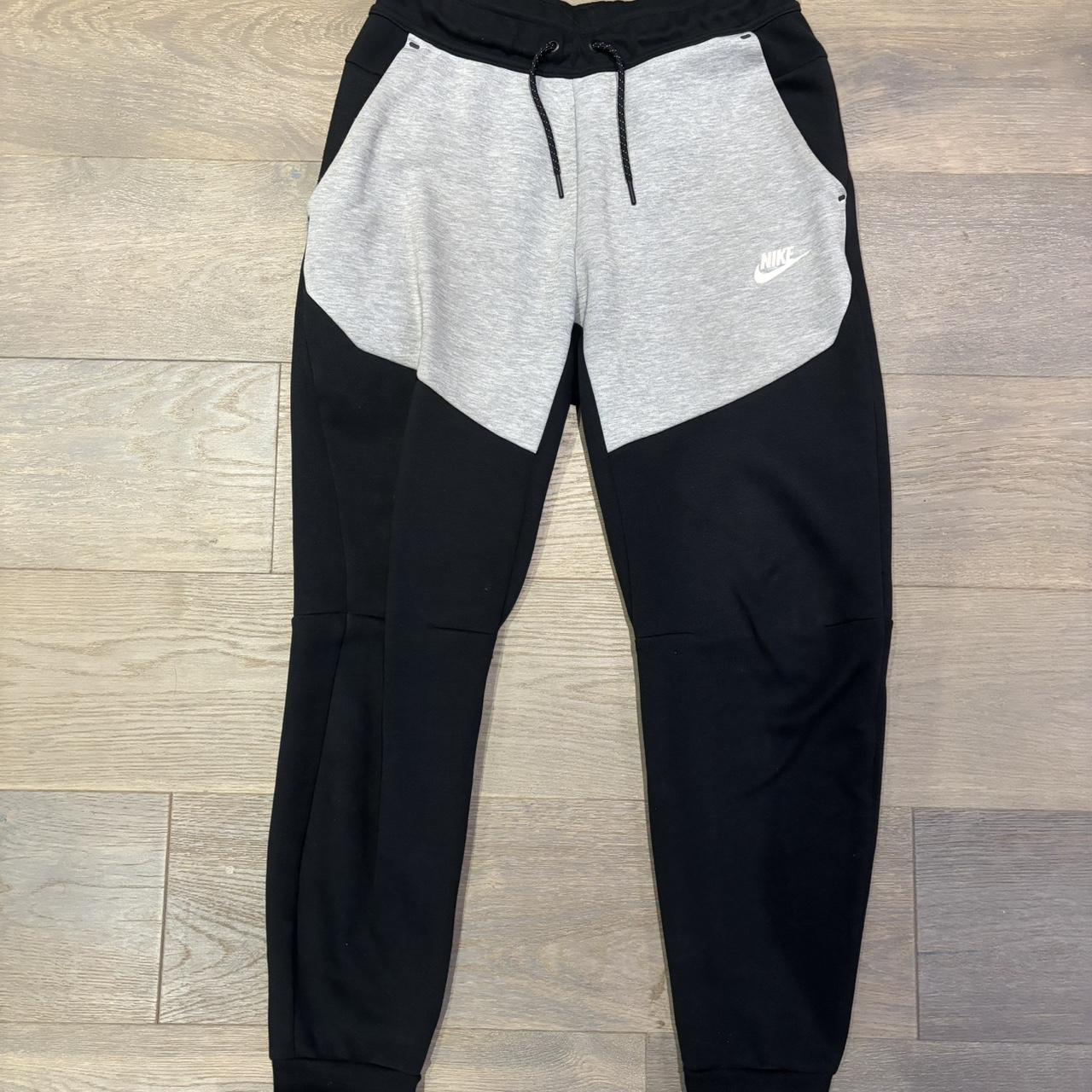 Grey and Black Nike Tech Pants - Depop