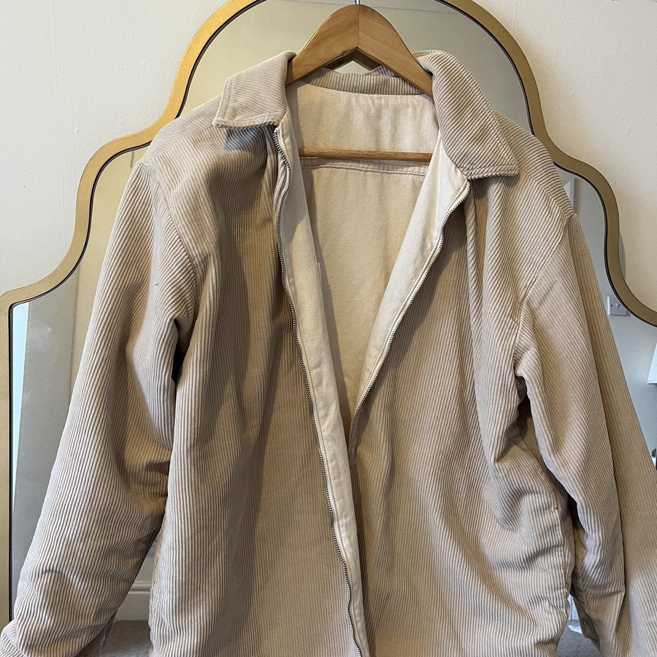Topshop Reversible beige cord jacket and cream denim... - Depop