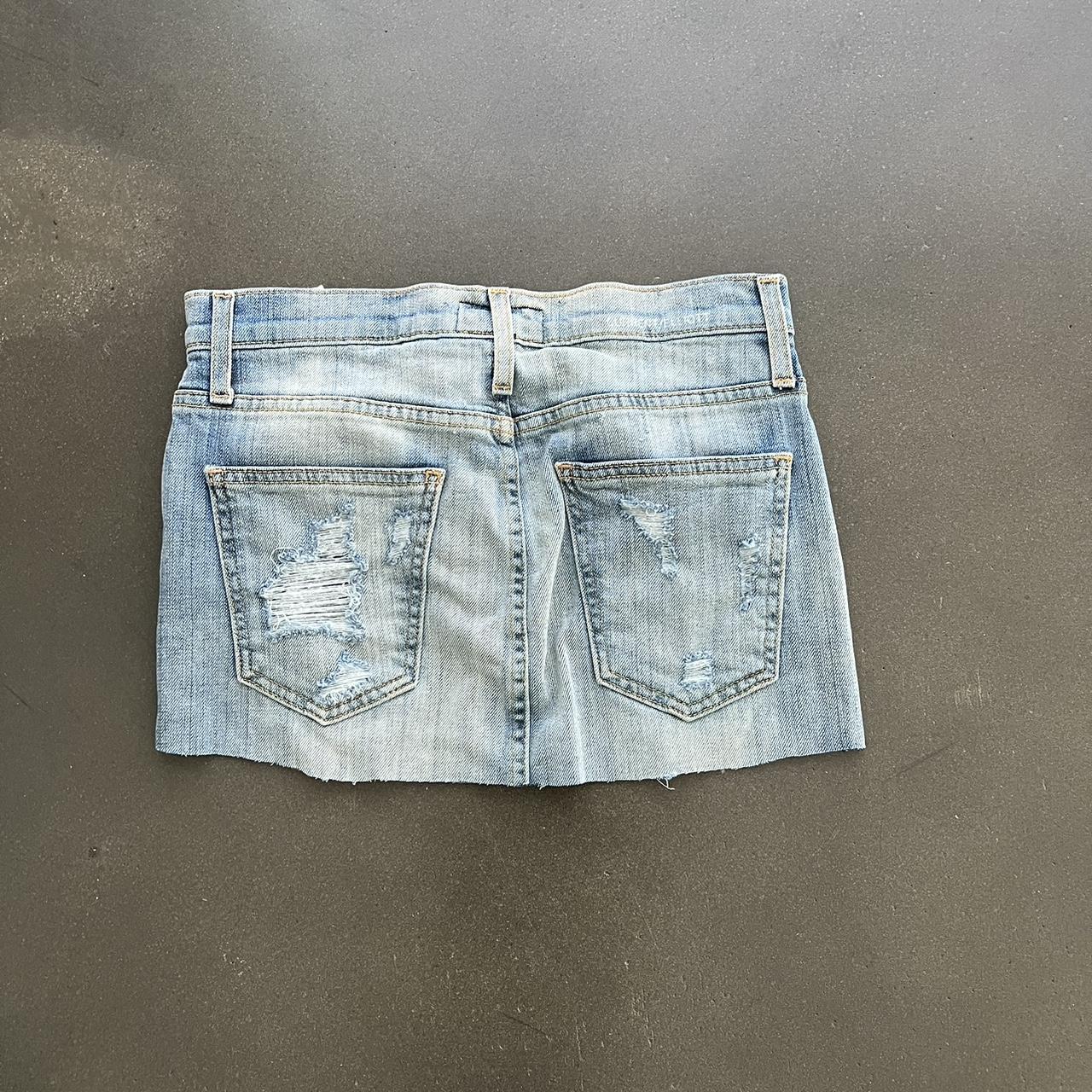 Denim distressed micro mini. Size 24, XS. 10”... - Depop