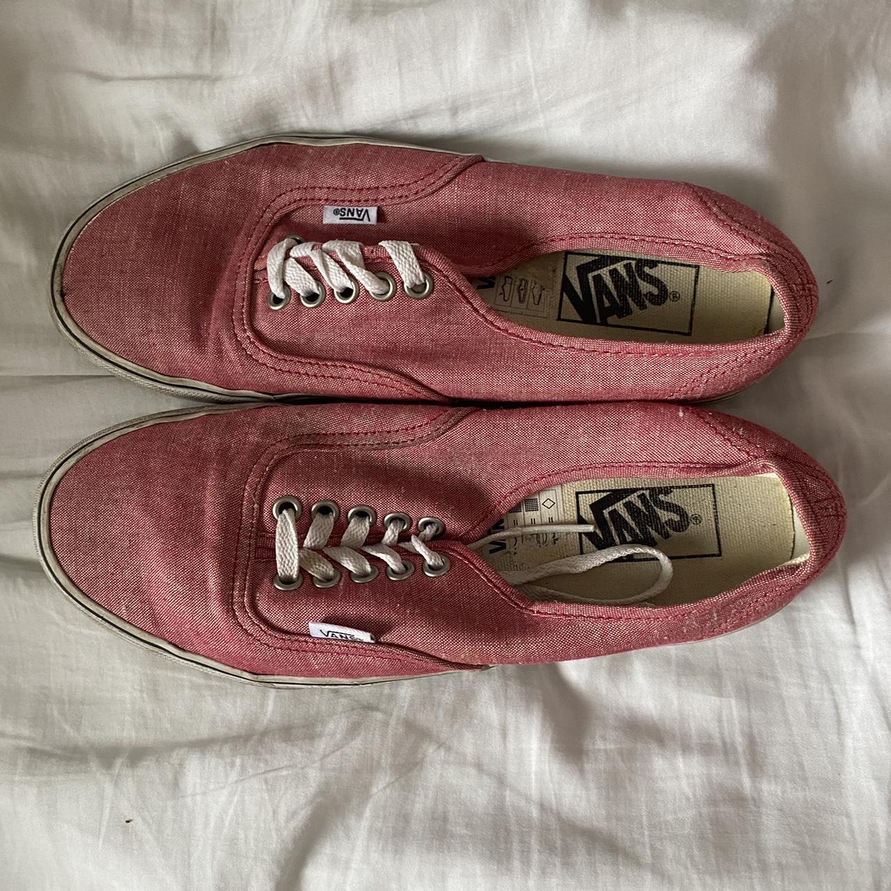 red / salmon coloured Vans. Size 7 Amazing... - Depop